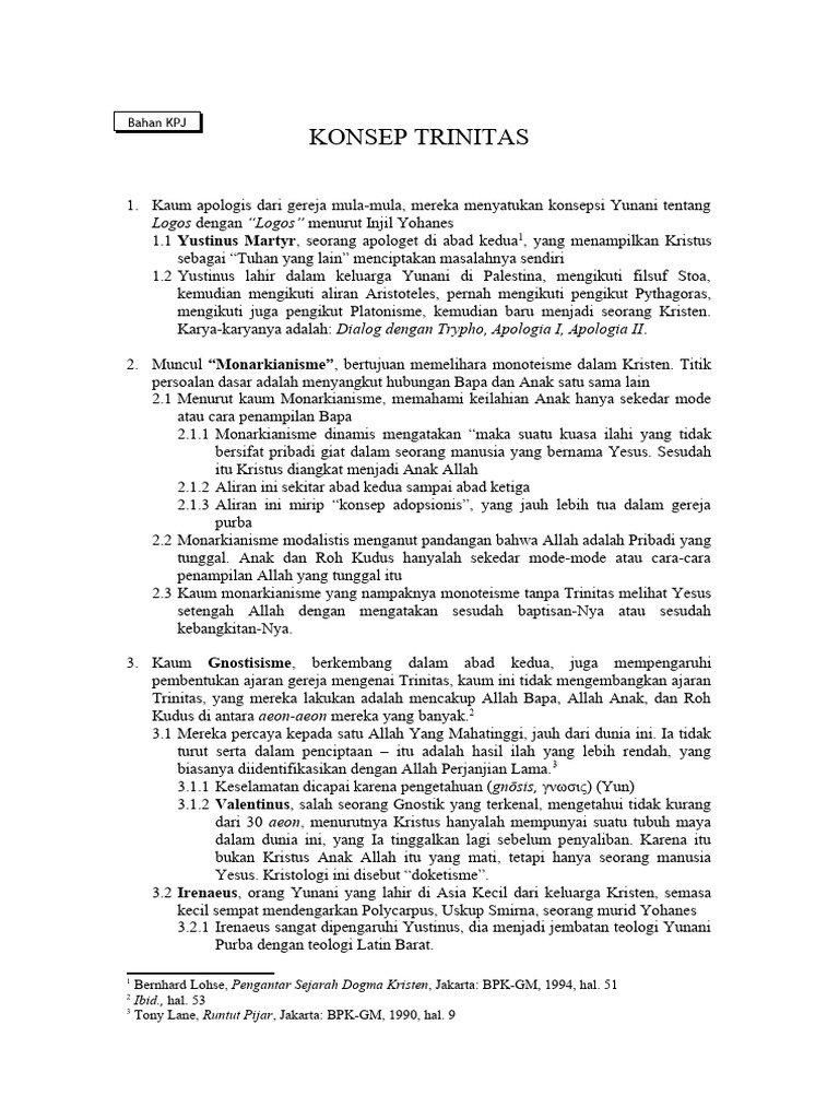 Konsep Trinitas | PDF | Filsafat