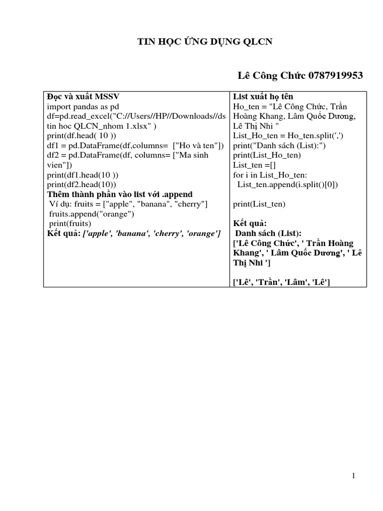 TIN HỌC ỨNG DỤNG NÂNG CAO- python | PDF