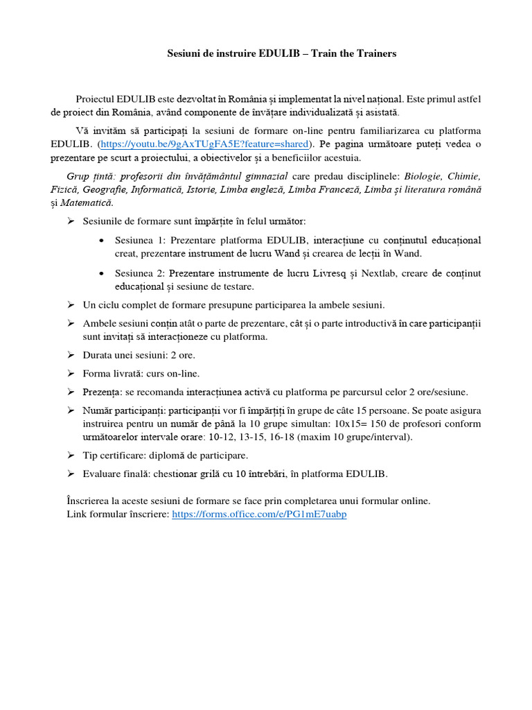 Platforma - EduLib - Fost AEL - 1 | PDF