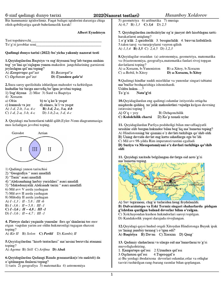 6-New Yakuniy Nazorat Javobi | PDF