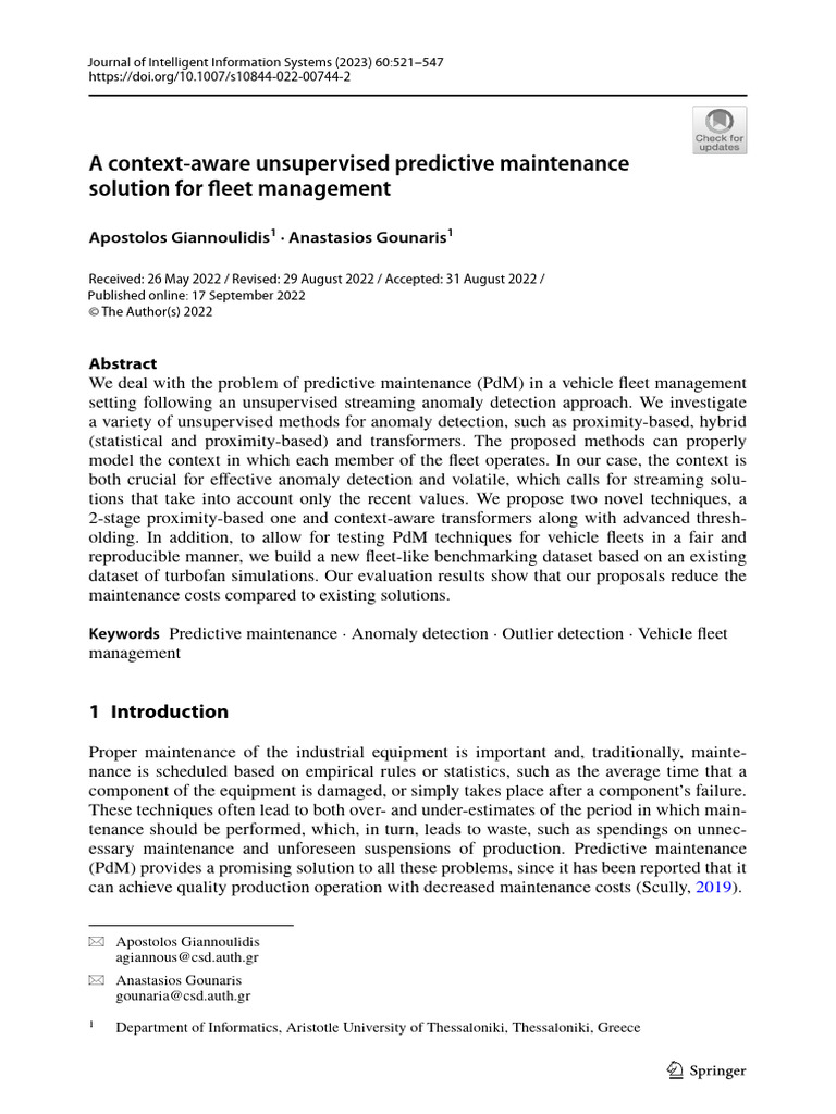 A Context Aware Unsupervised Predictive Maintenance | PDF | Cluster Analysis | Outlier