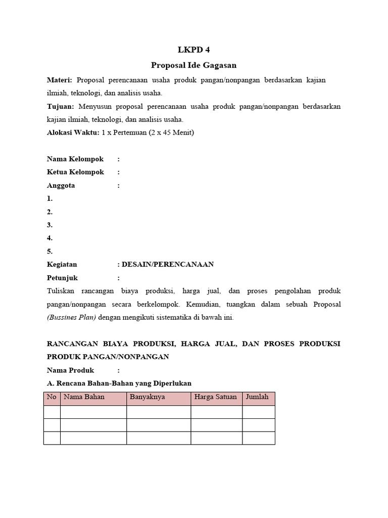 LKPD Proposal Bisnis | PDF