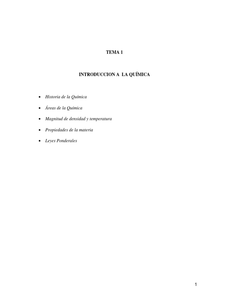 TEMA 1 Introduccion A La Química | PDF