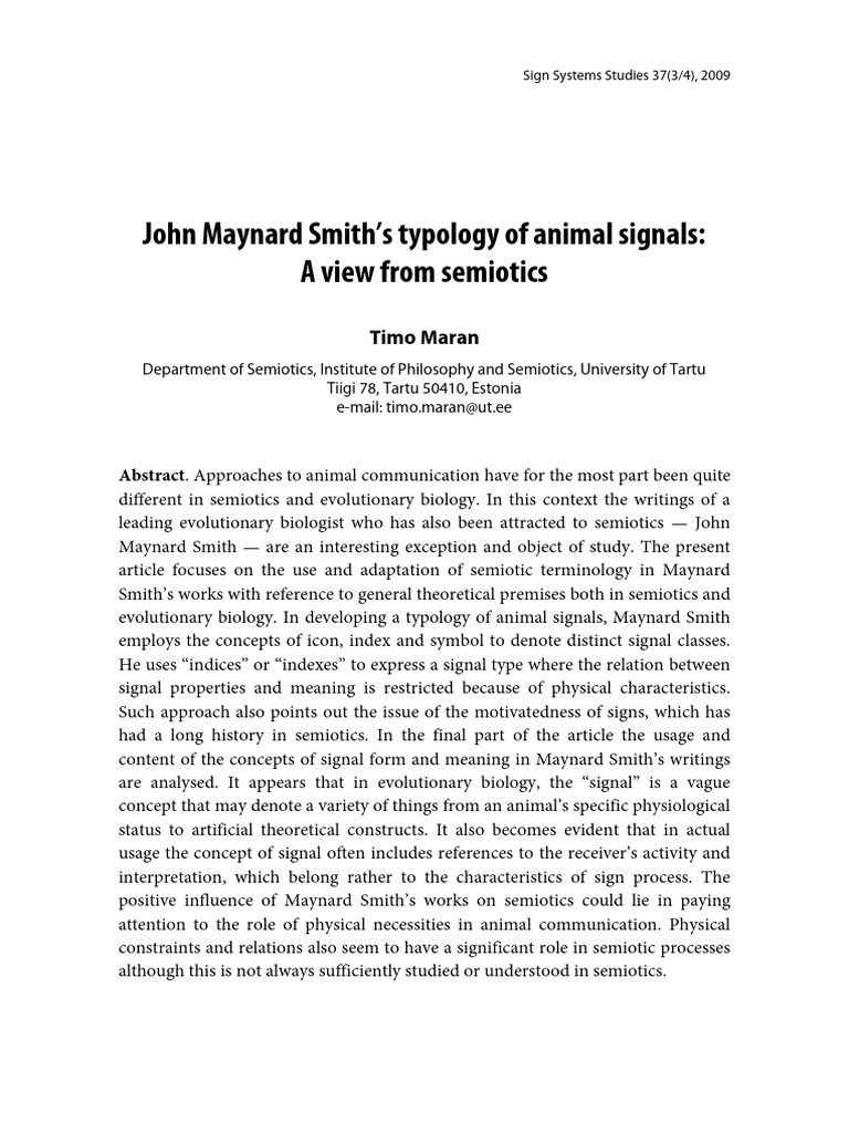 Animal Signals | PDF | Semiotics | Communication