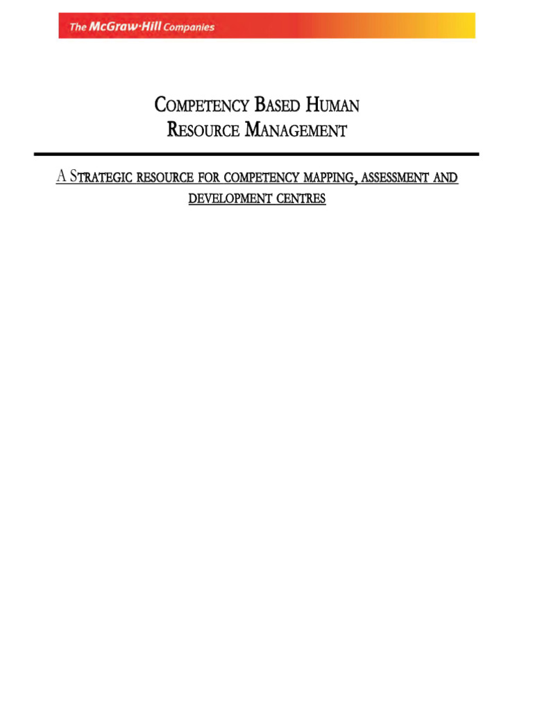 Competency Based HRM A Strategic Resource For Competency Mapping Assessment and Development ...