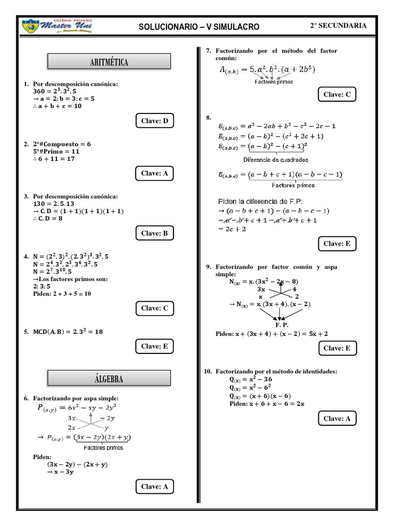 Solucionario 2do Secundaria-2 | PDF