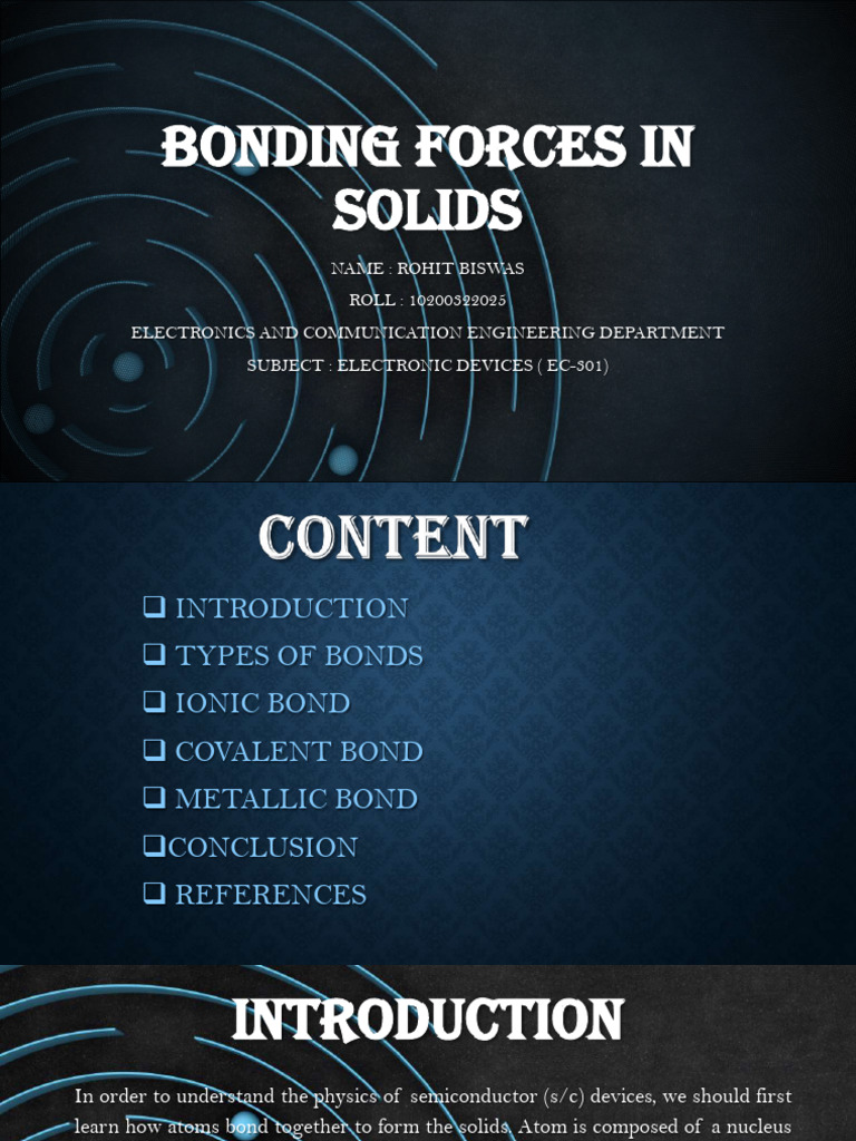 Presentation of Bonding in Solids | PDF | Chemical Bond | Ionic Bonding