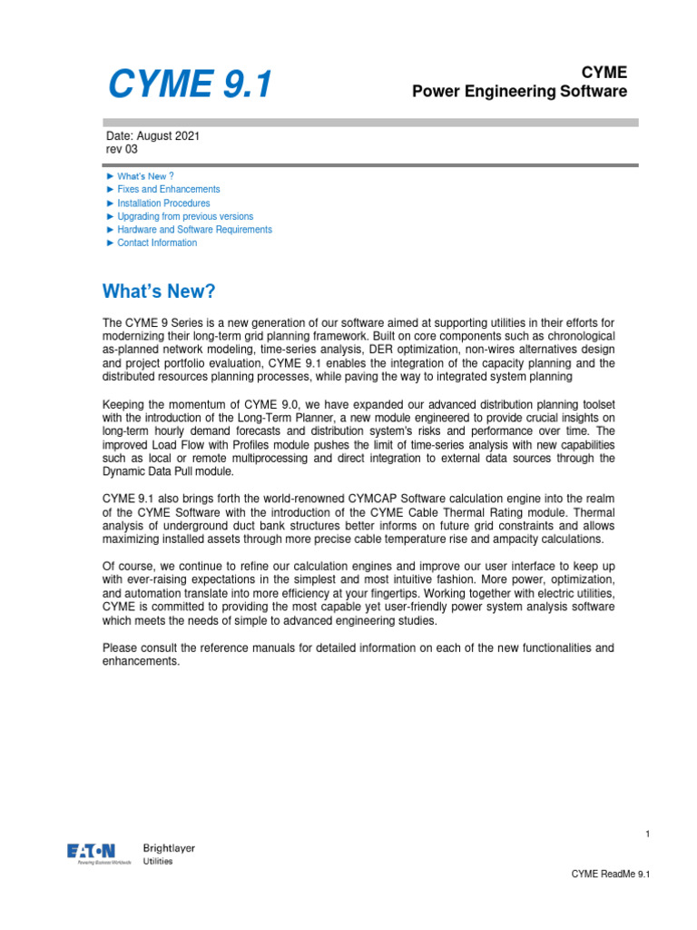 CYME 9.1 Software Overview and Updates | PDF | Duct (Flow) | Databases