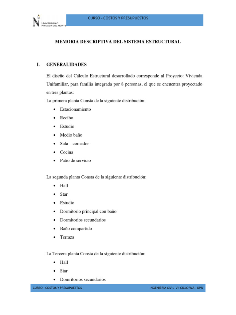 Memoria Descriptiva Estructuras | PDF