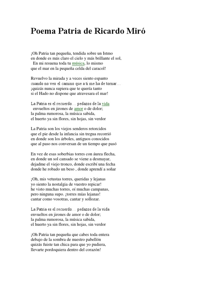 Poema Patria de Ricardo Miró