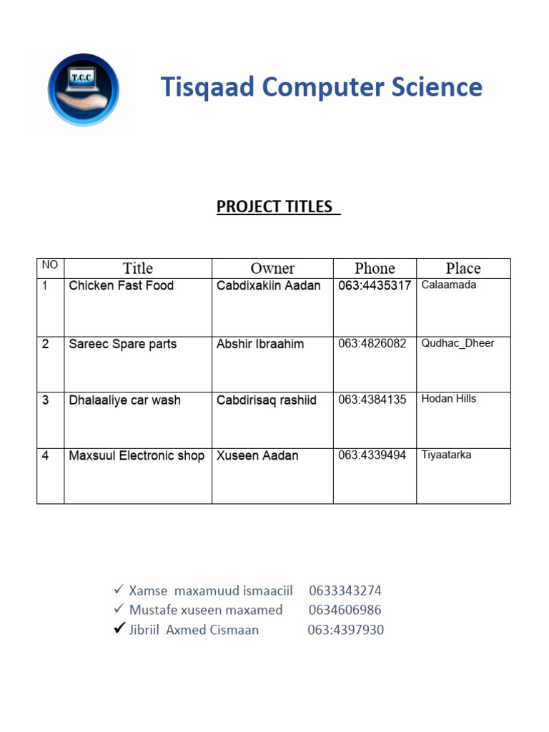 Tisqaad Computer Science | PDF