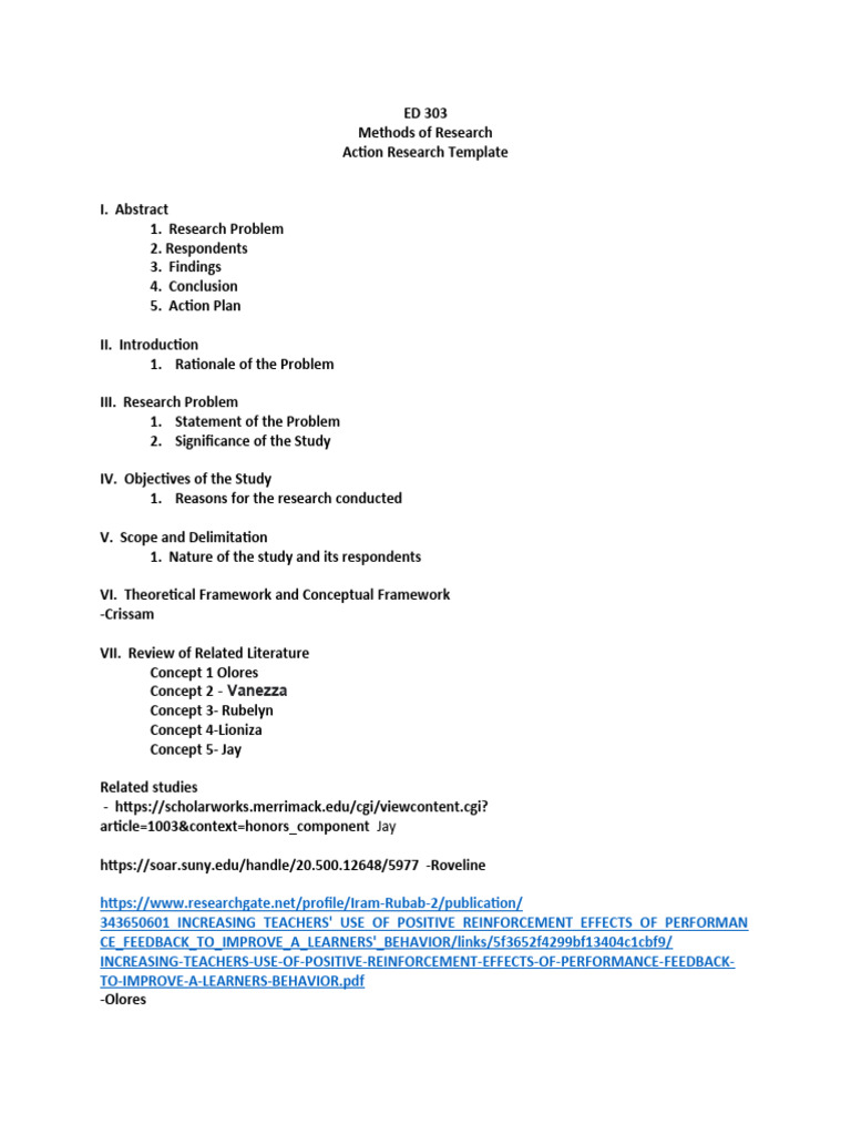 Action Research Template Overview | PDF | Career & Growth