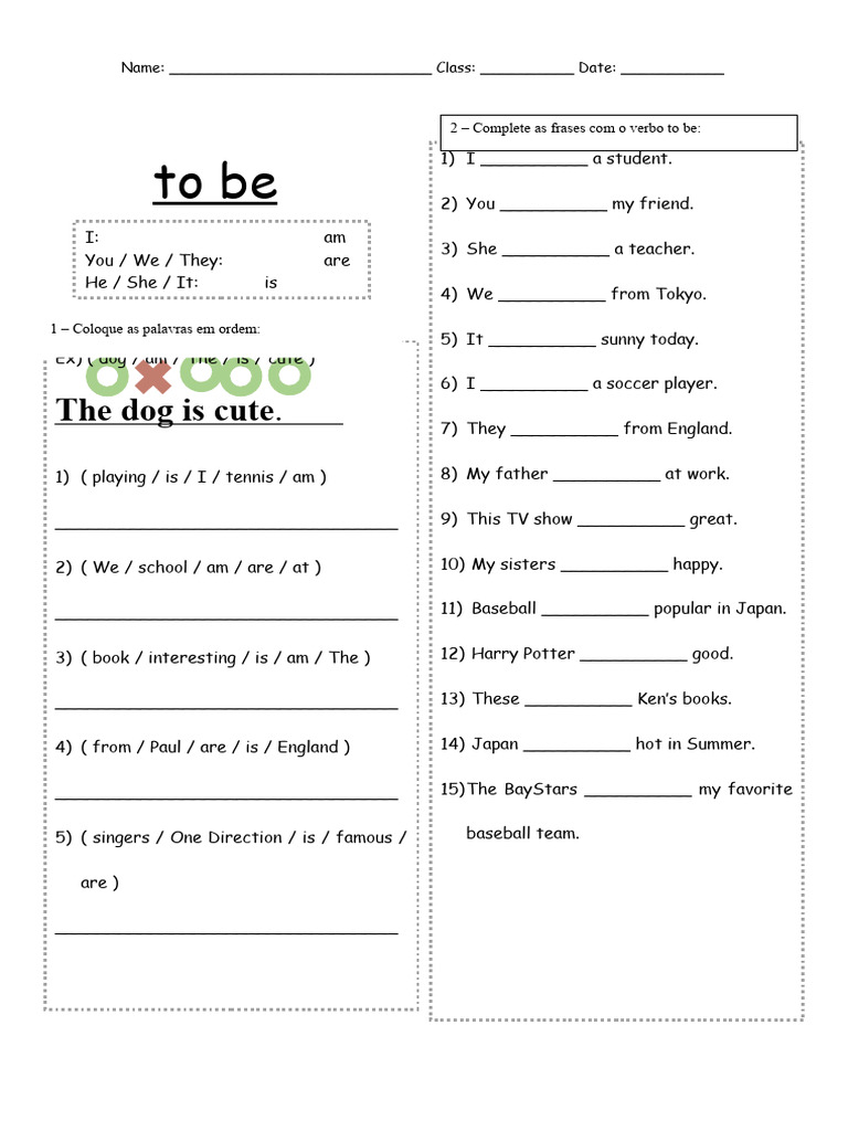 To Be Verb Practice | PDF