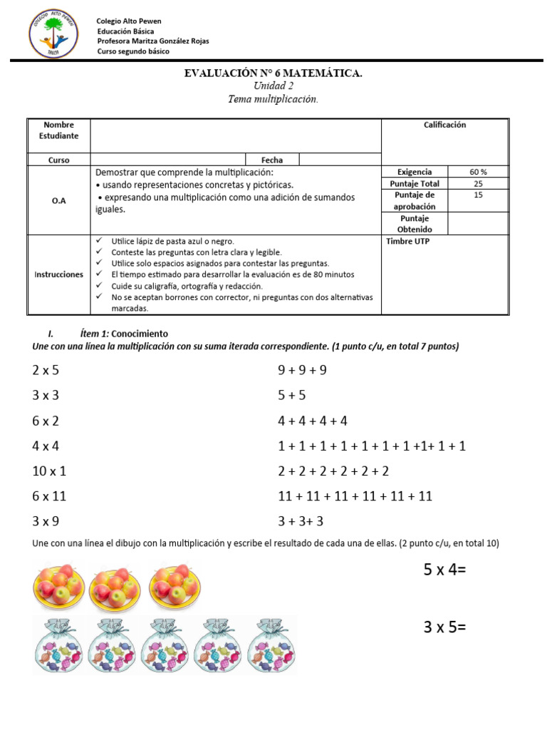 prueba de multiplicación | PDF | Multiplicación | Matemáticas