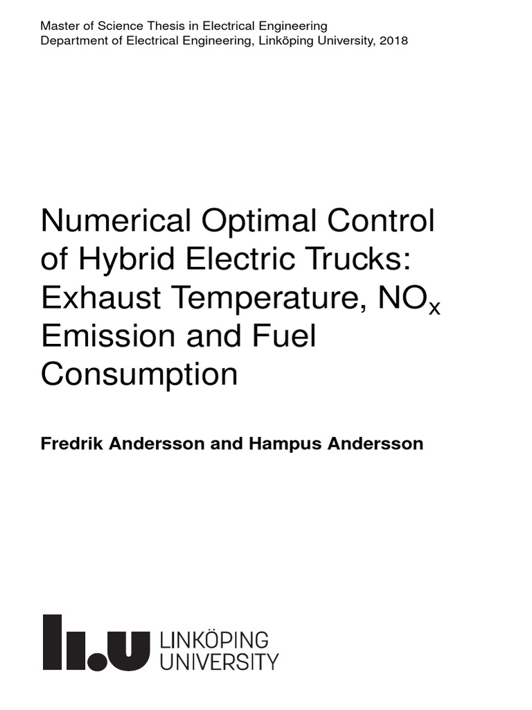 Numerical Optimal Control of Hybrid Electric Trucks Exhaust Temperature ...