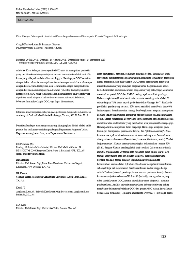 Glandular Odontogenic Cyst - En.id Word | PDF