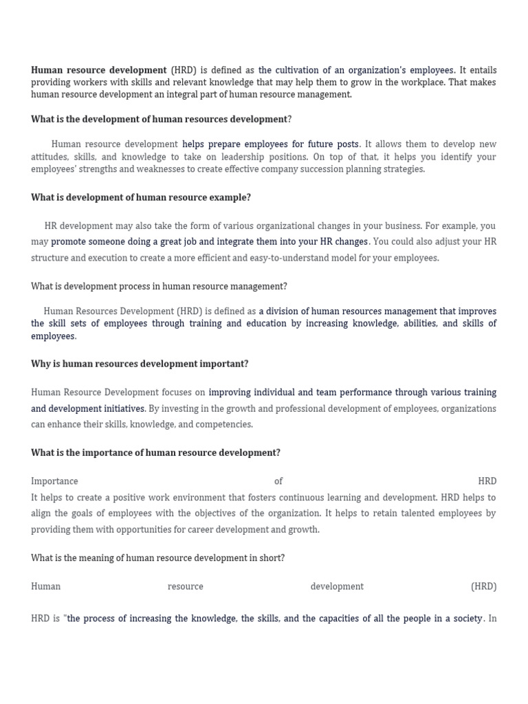 Human Resources Development | PDF | Human Resources | Human Resource ...