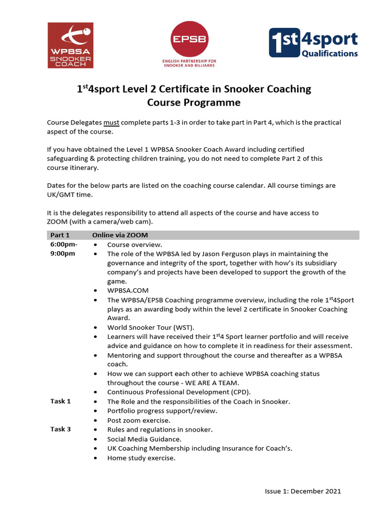 Level 2 Course Programme 2022 | PDF