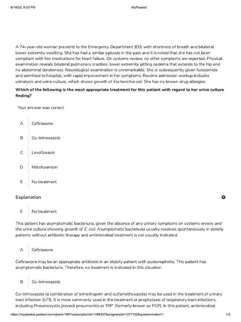 MRCP II Pastest 2023 Geriatric | PDF