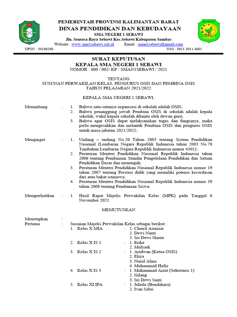SK Osis 2021-2022 | PDF