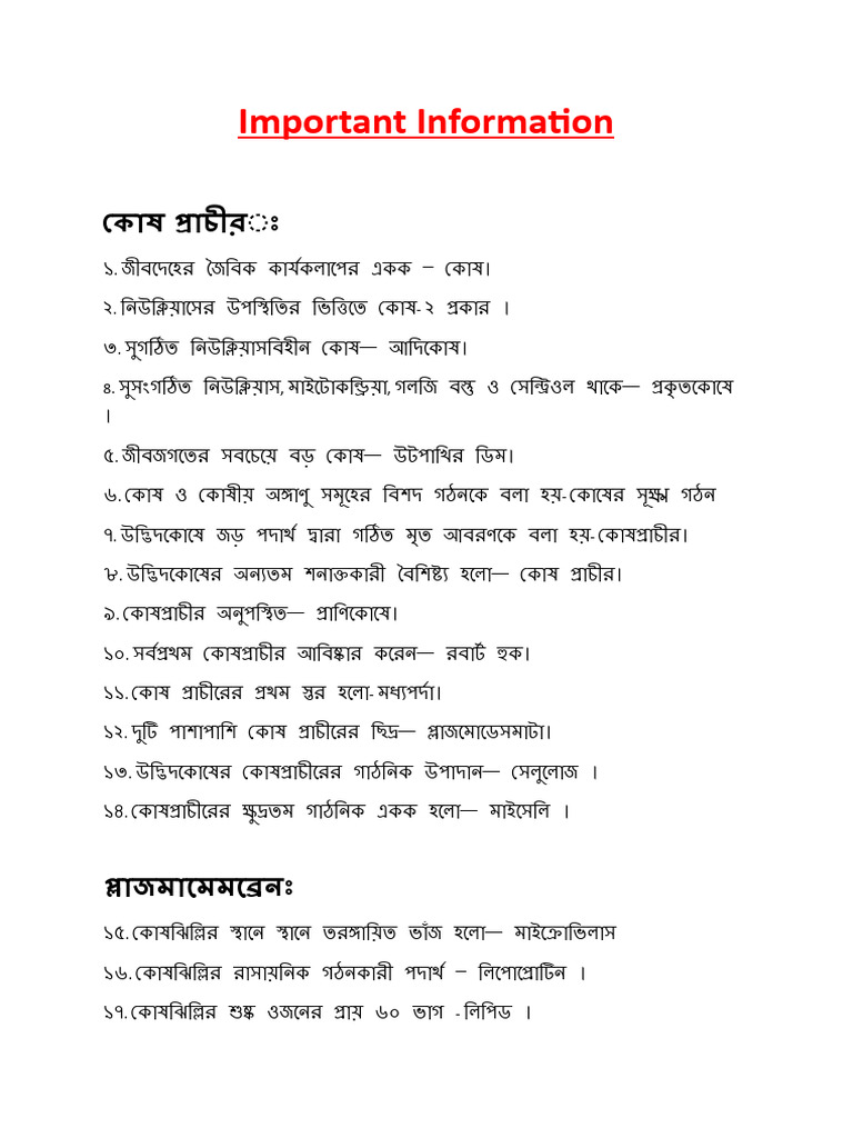 Important Information Pdf