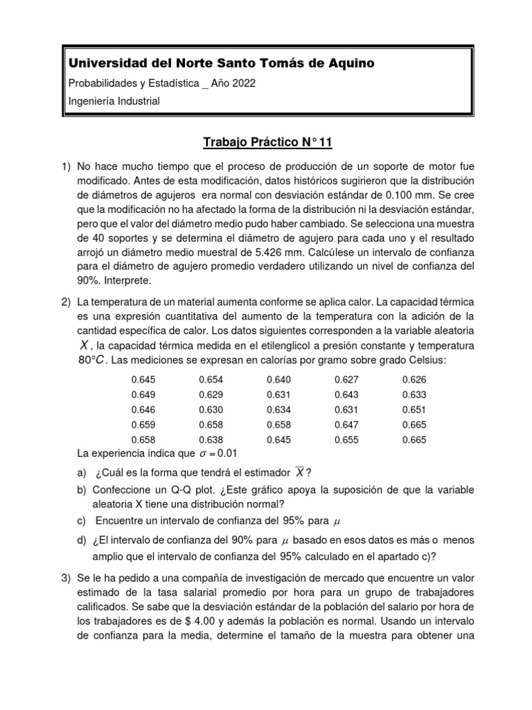 TP 11 Prob | PDF | Intervalo de confianza | Desviación Estándar