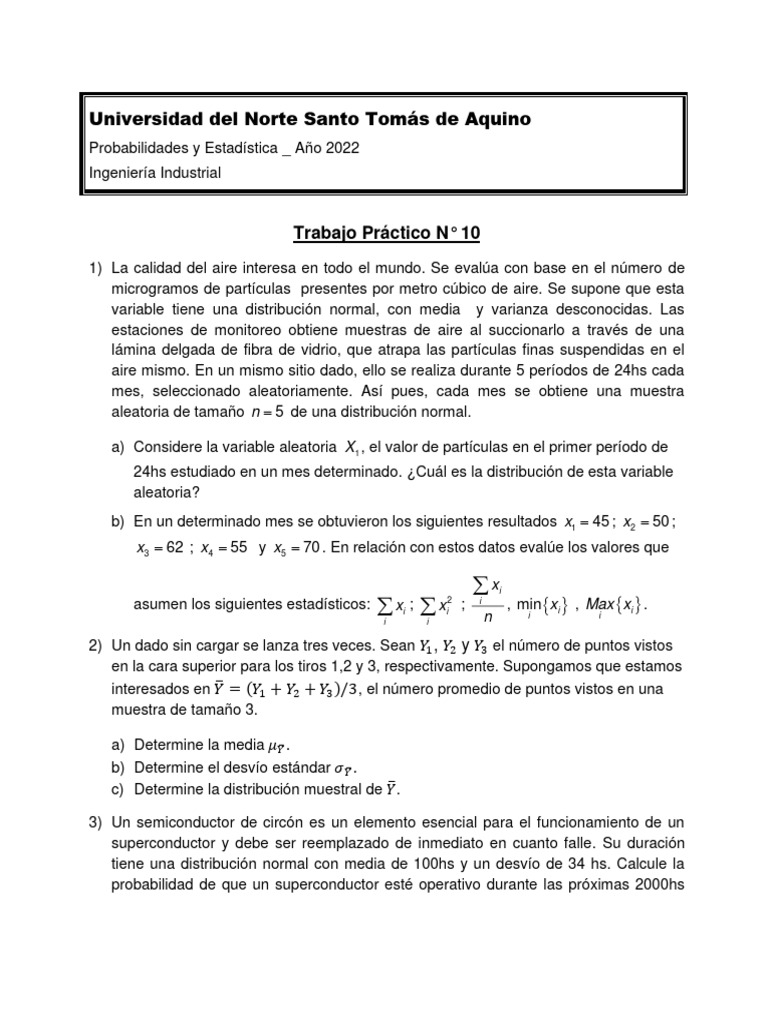 TP 10 Prob | PDF | Media | Desviación Estándar