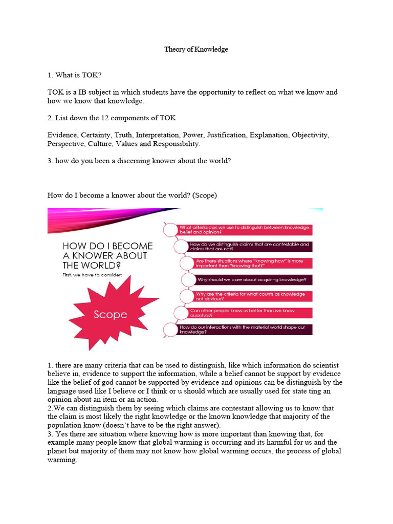 Theory of Knowledge Notes | PDF | Knowledge | Chelsea Manning