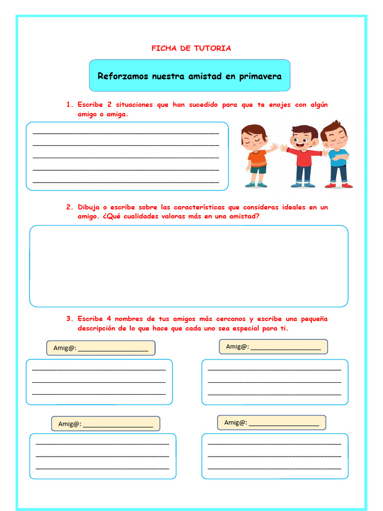 Ficha Tuto Reforzamos La Amistad | PDF