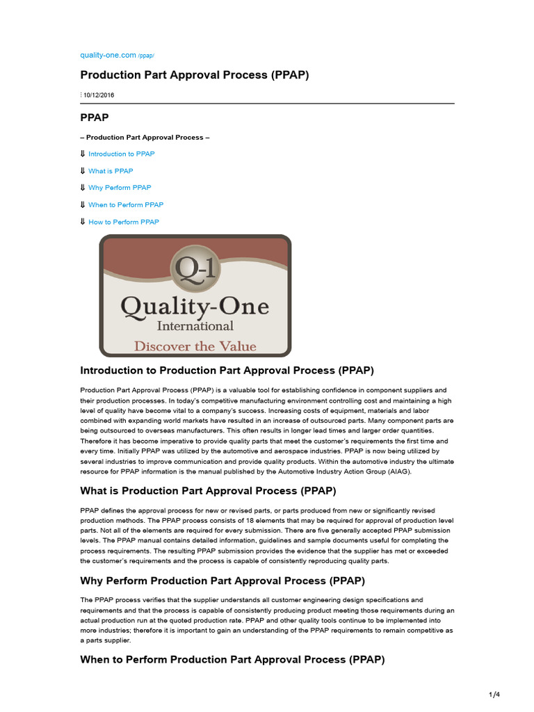 Production Part Approval Process PPAP | PDF | Systems Science ...