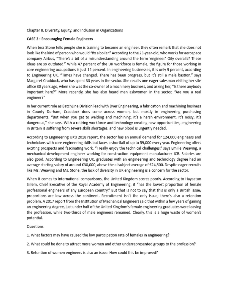 Study Case-2 - Encouraging Female Engineers | PDF | Engineering | Engineer
