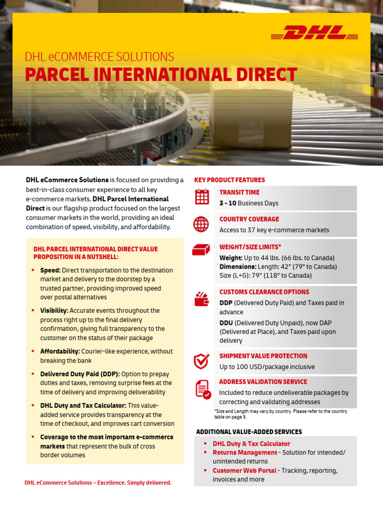 DHL Ecommerce Parcel International Direct | PDF | E Commerce | Taxes