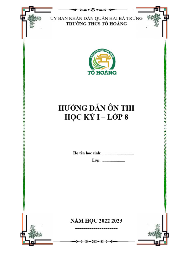 ĐỀ CƯƠNG ÔN TẬP HK1 NĂM 22 - 23 LỚP 8 | PDF