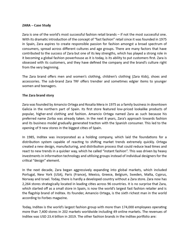 ZARA Case Study | PDF