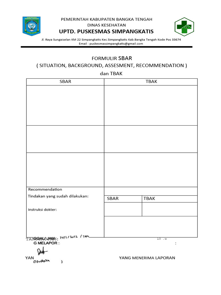 Sbar - Tbak | PDF | Sains & Matematika