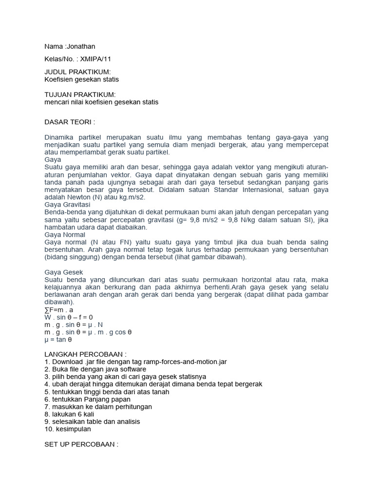 Praktikum Koefisien Gesekan | PDF