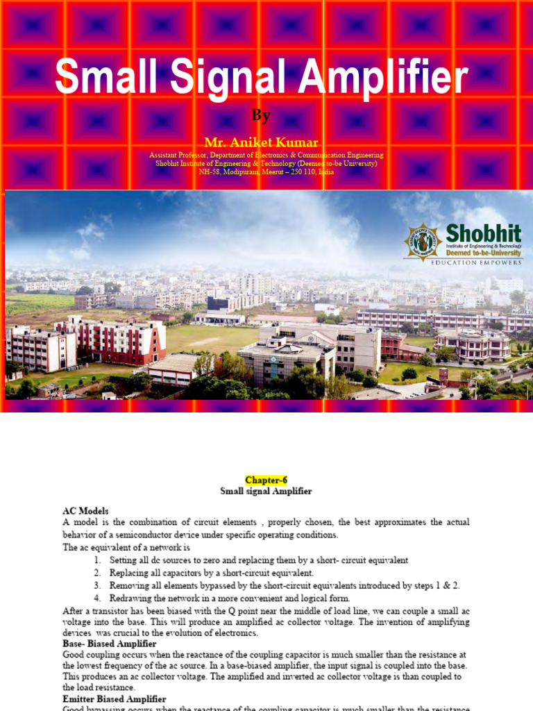Small Signal Amplifier DR Aniket Kumar | PDF