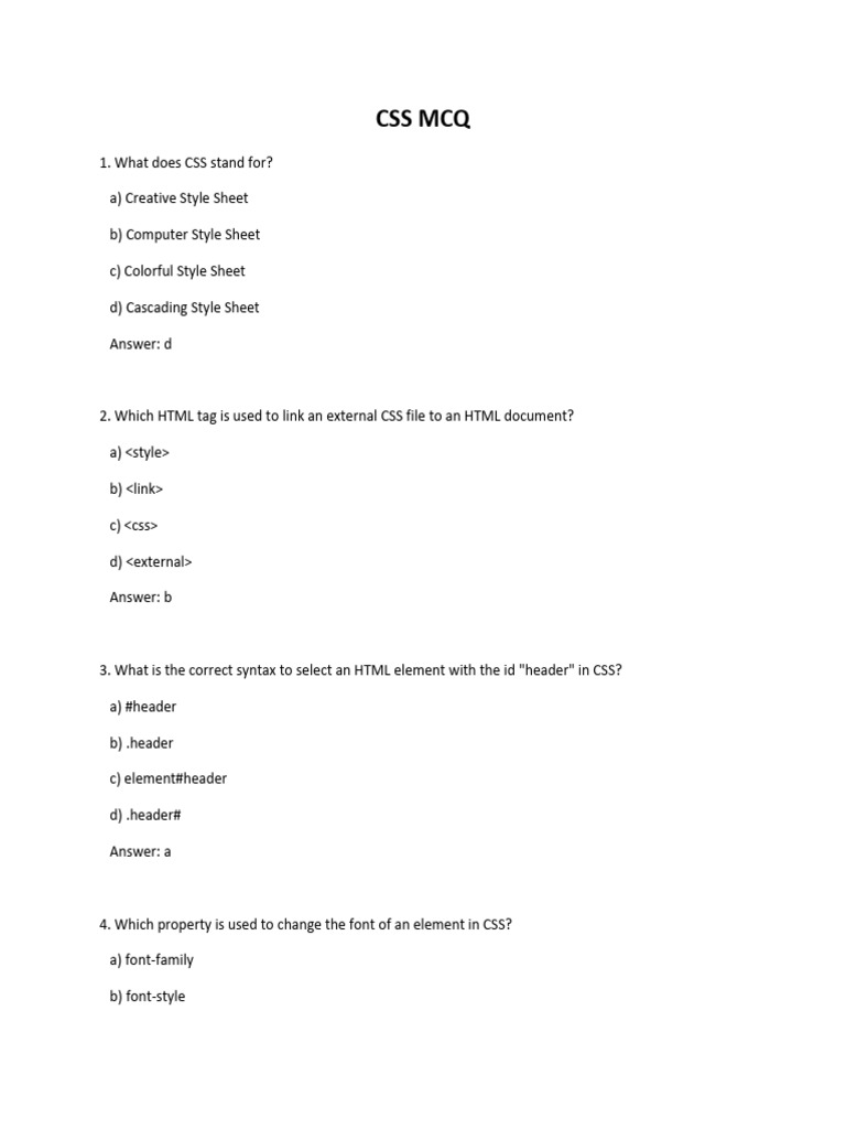 CSS MCQ | PDF