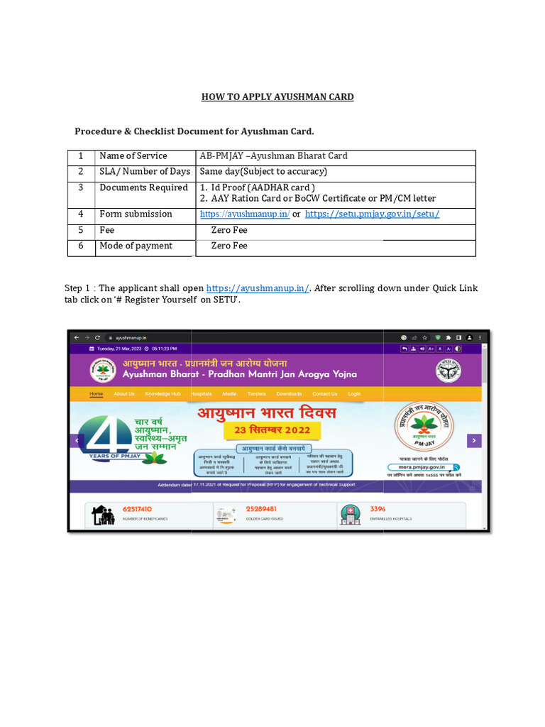 Ayushman Card Application Guide | PDF