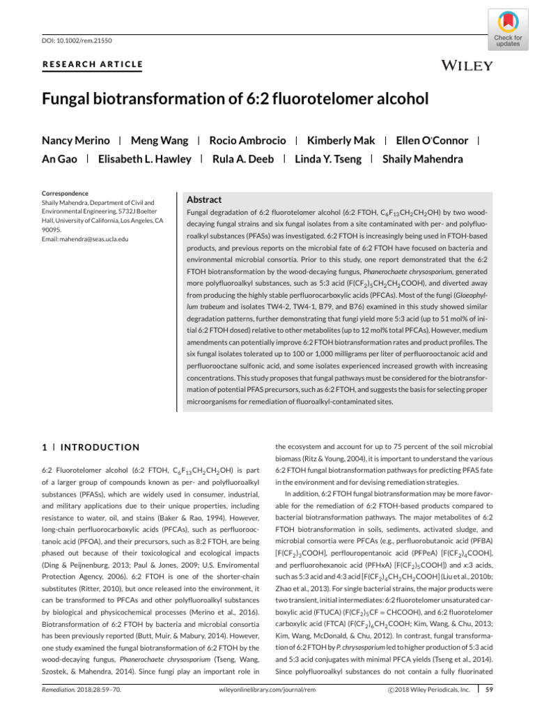 fungal biorem of PFAS | PDF