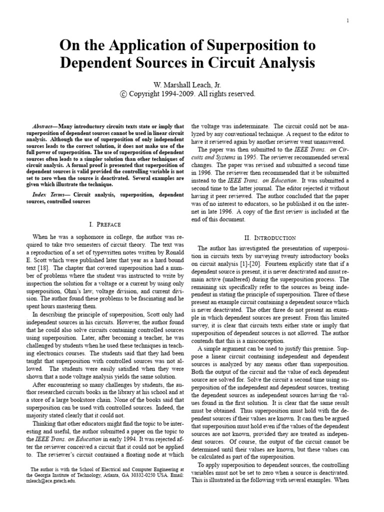 Superposition With Dependent Sources Pdf
