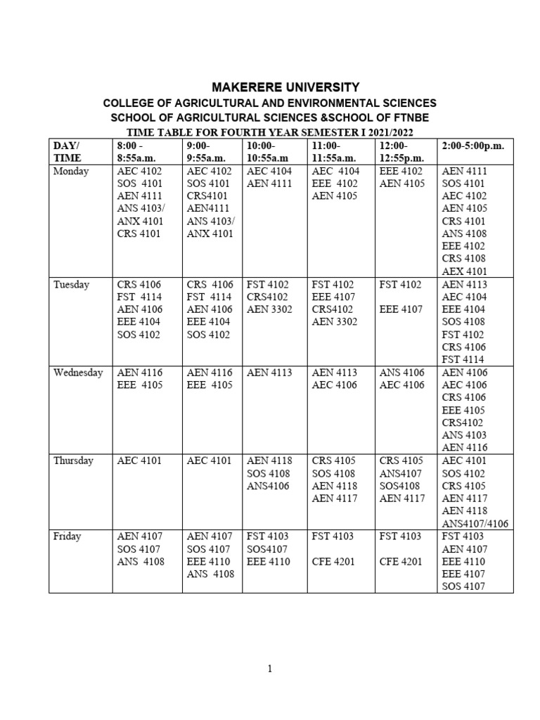 Semester I Teaching Timetable Traditional 2021-2022 Draft 10th Feb 2022 ...