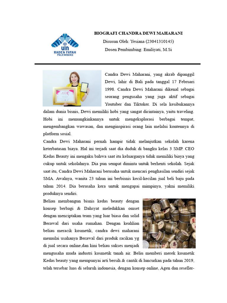 Biografi Chandra Dewi Maharani | PDF