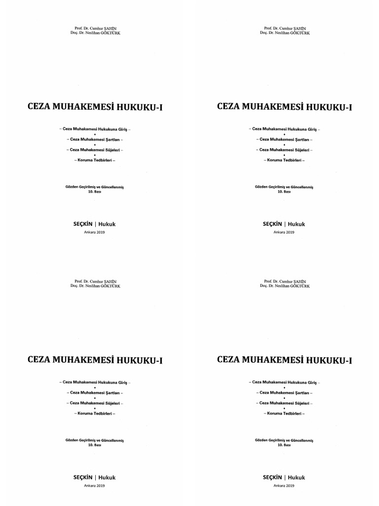 Ceza Muhakemesi̇ Hukuku 1 Cumhur Şahi̇n | PDF