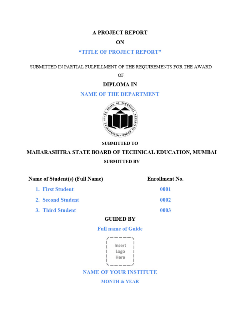 MSBTE Diploma Project Report Format | PDF | Methodology | Data