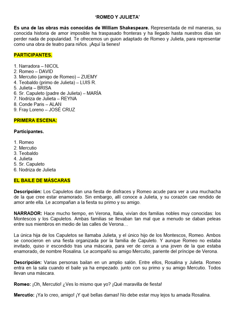 Romeo y Julieta Obra | PDF | Romeo y Julieta | Tragedias de Shakespeare