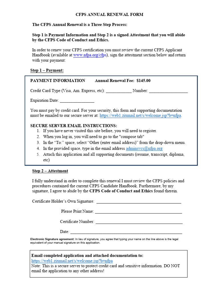 CFPS Annual Renewal Process Guide | PDF | Finance & Money Management