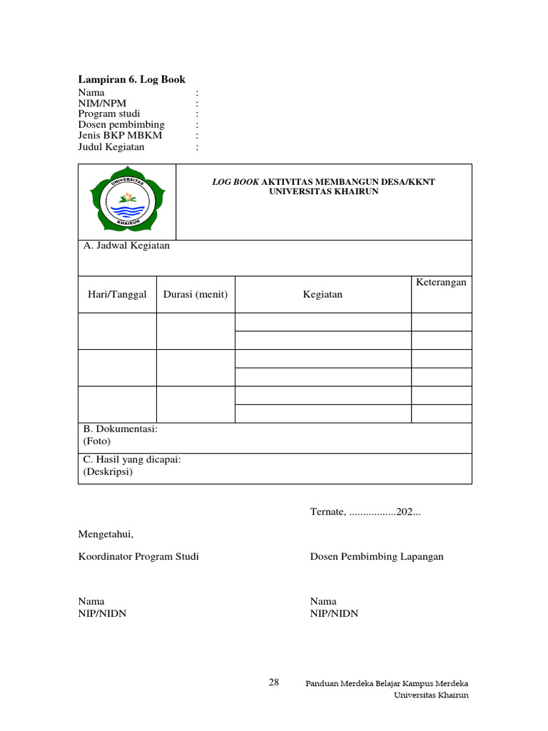 Log Book - Sistematika Pelaporan - Magang Membangun Desa | PDF