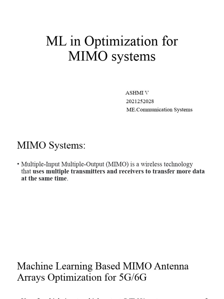 ML in Optimization For MIMO Systems Seminar | PDF | Mimo | Computer Science
