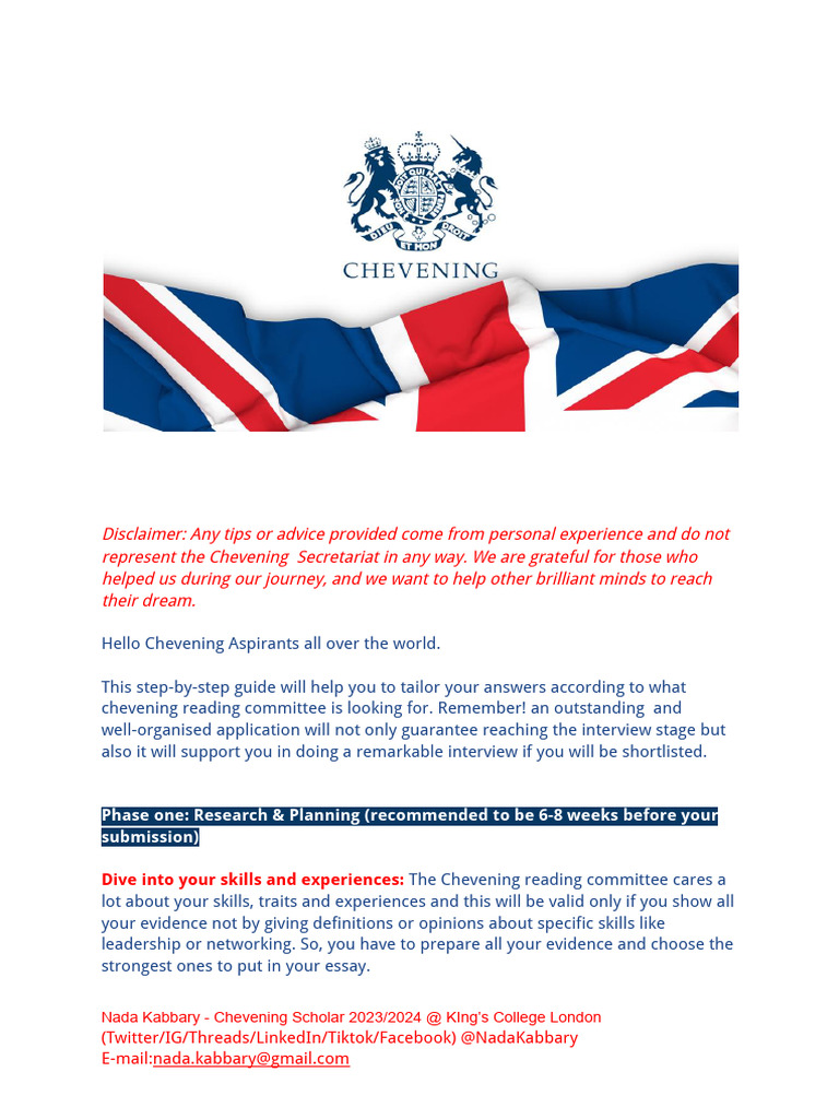 Chevening Essays Step-by-Step Guide-1 - 230916 - 215348 | PDF